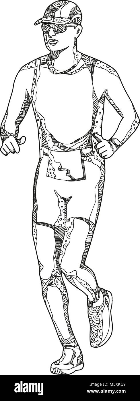 Doodle art illustration of a triathlete,marathon,duathlon, trail runner ...