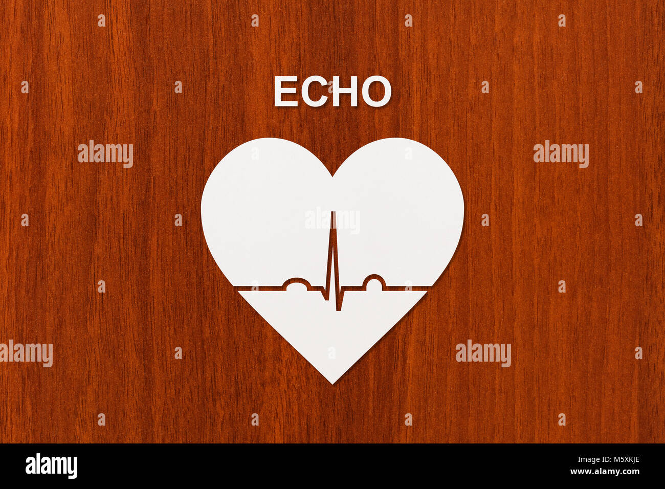 Heart shape with echocardiogram and ECHO text. Health or cardiology ...