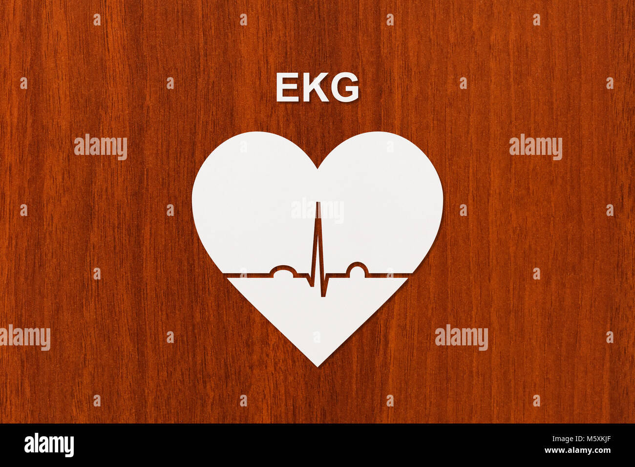 Heart shape with echocardiogram and EKG text. Health or cardiology ...