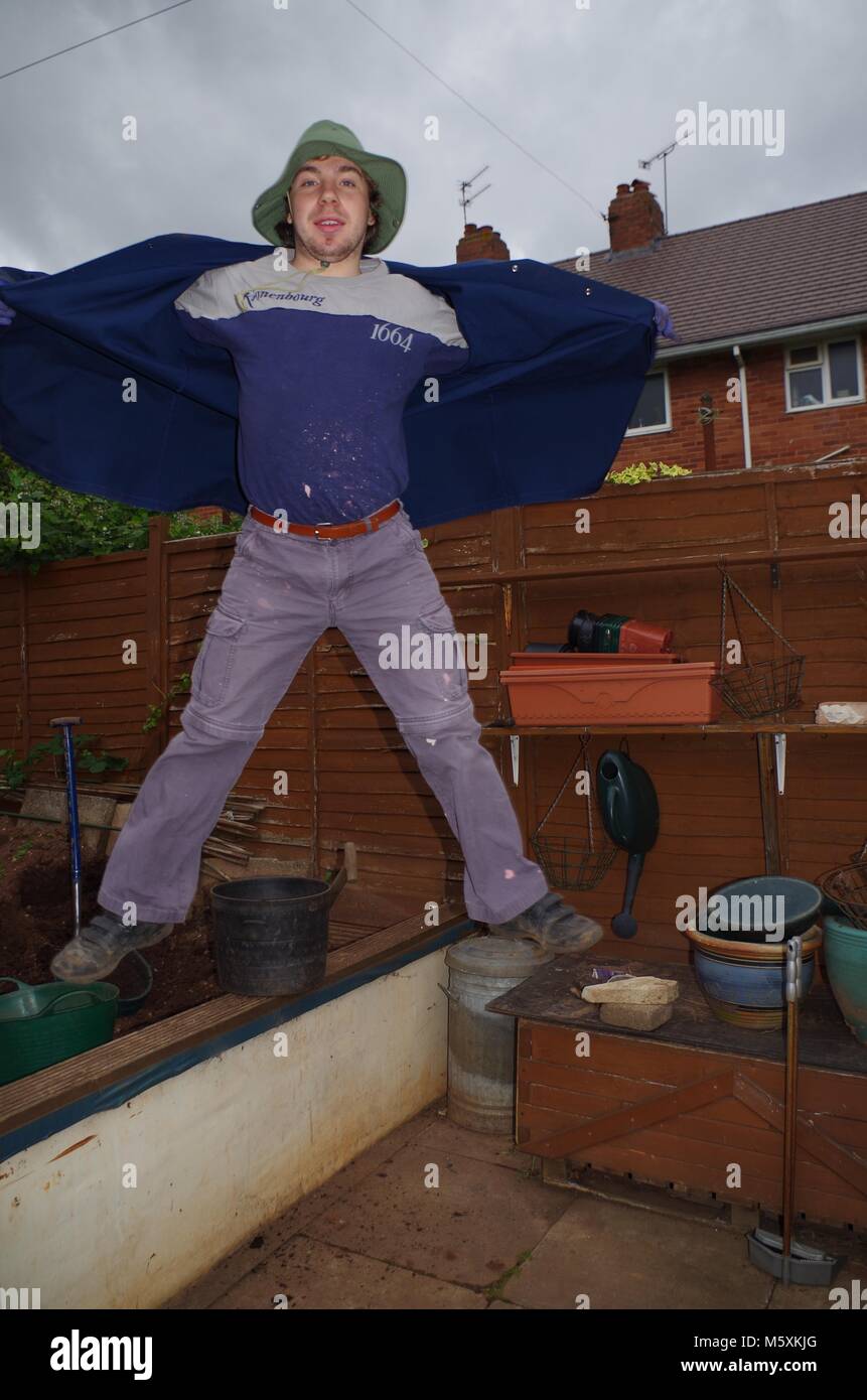 Young Scruffy Gardener, Jumping from Vegetable Plot. British Council ...