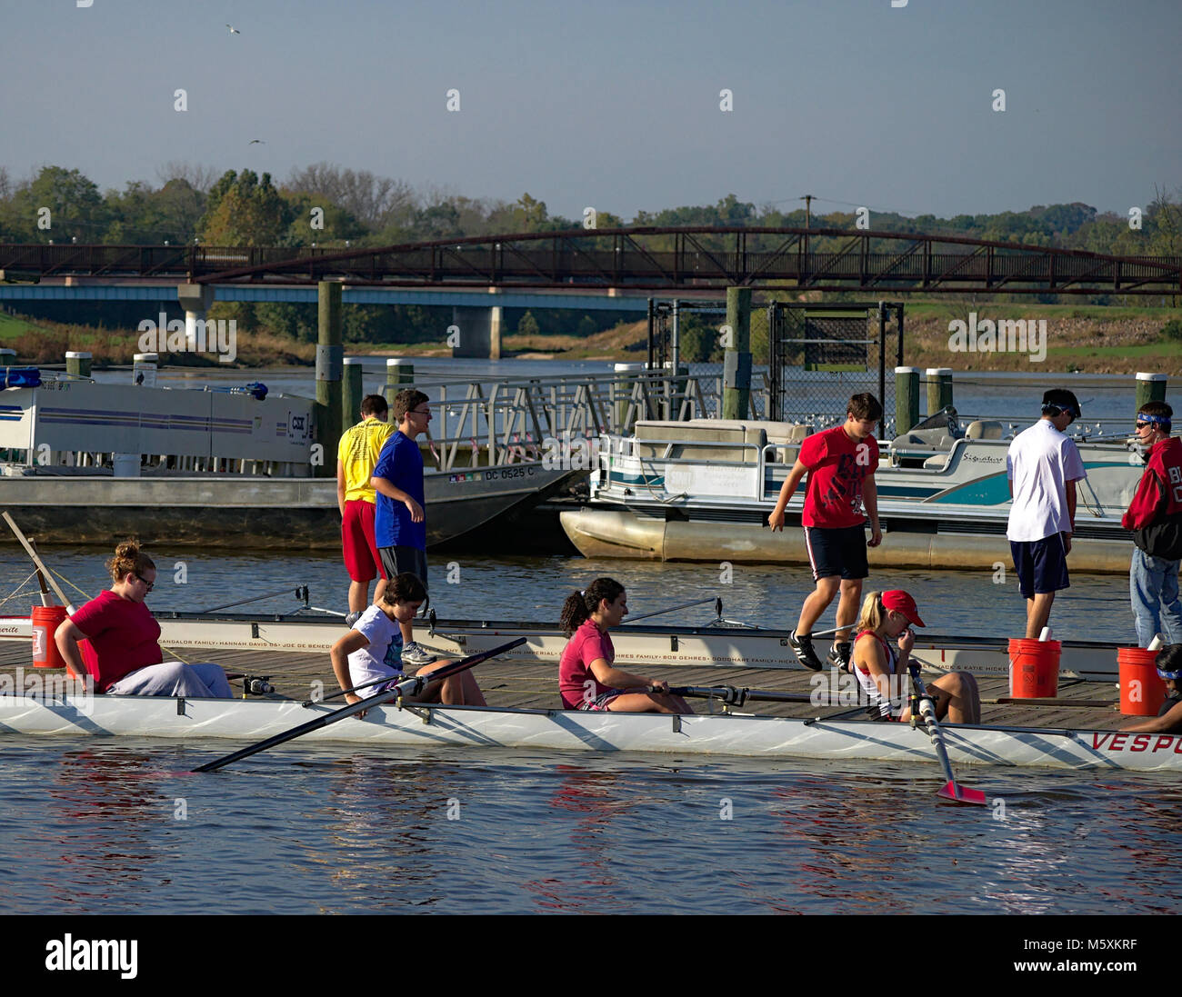 Young kids rowing team practicing on the Weekend Stock Photo - Alamy
