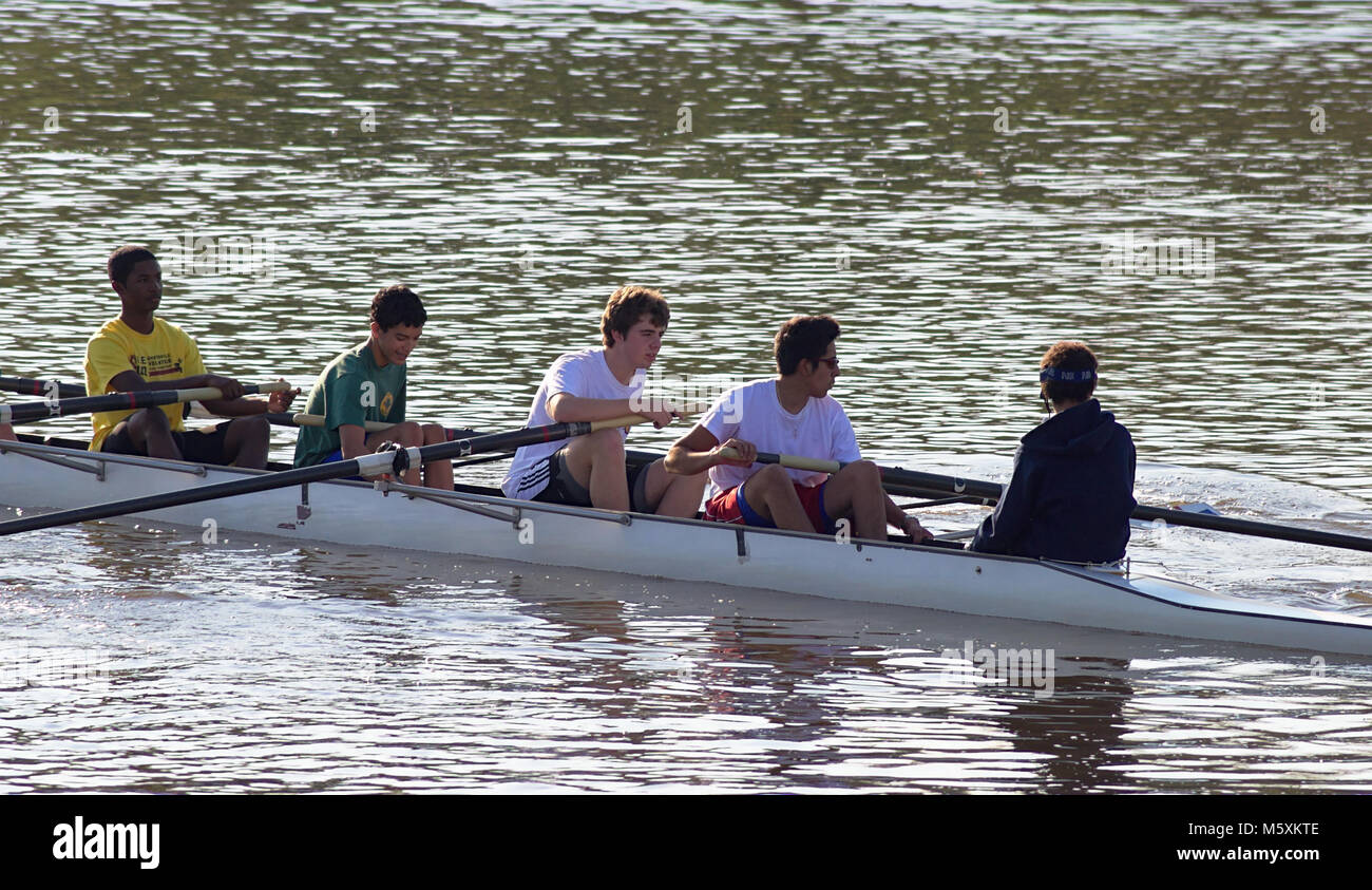 Young kids rowing team practicing on the Weekend Stock Photo - Alamy