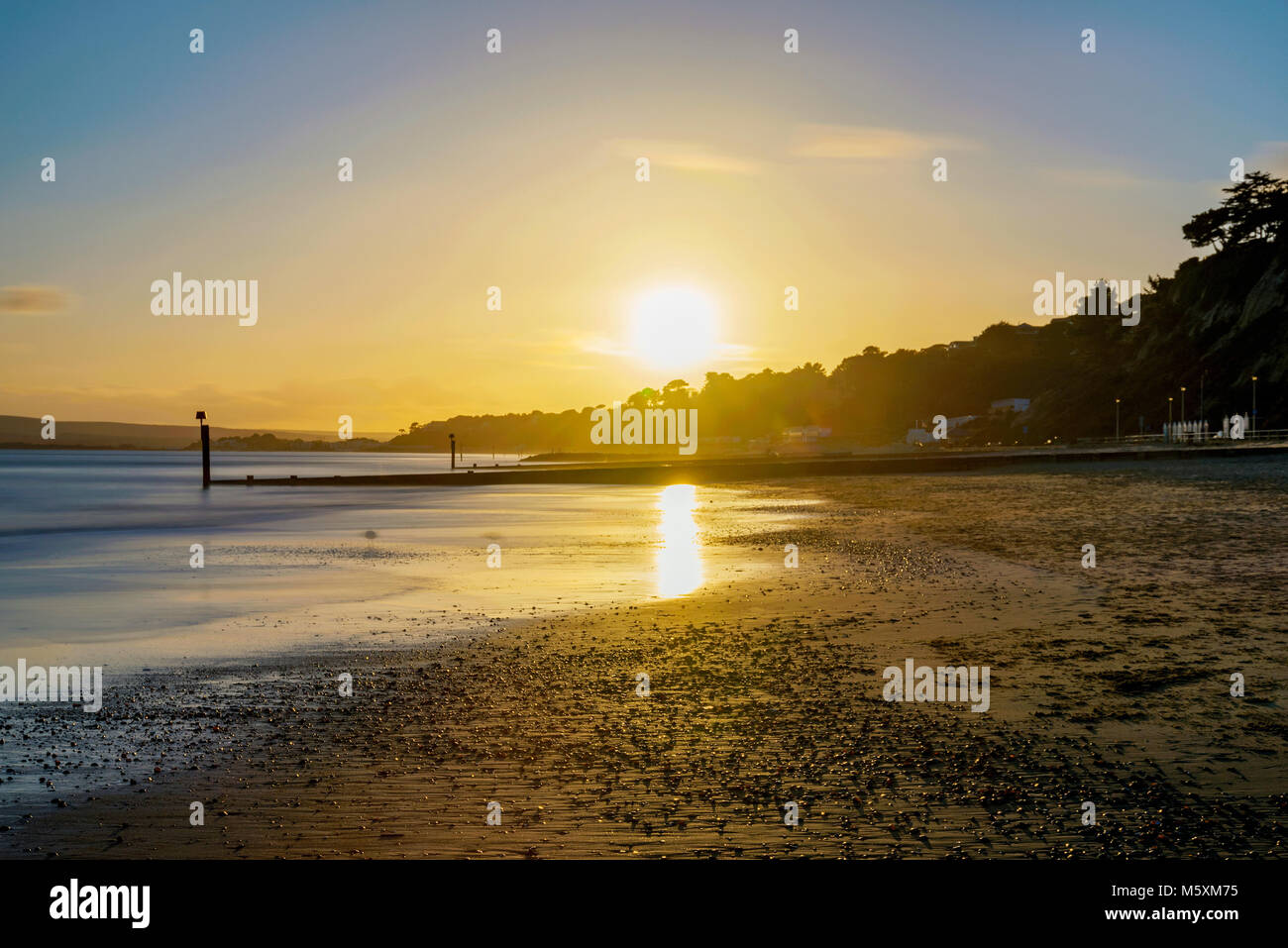 Bournemouth beach during sunset, UK Stock Photo - Alamy