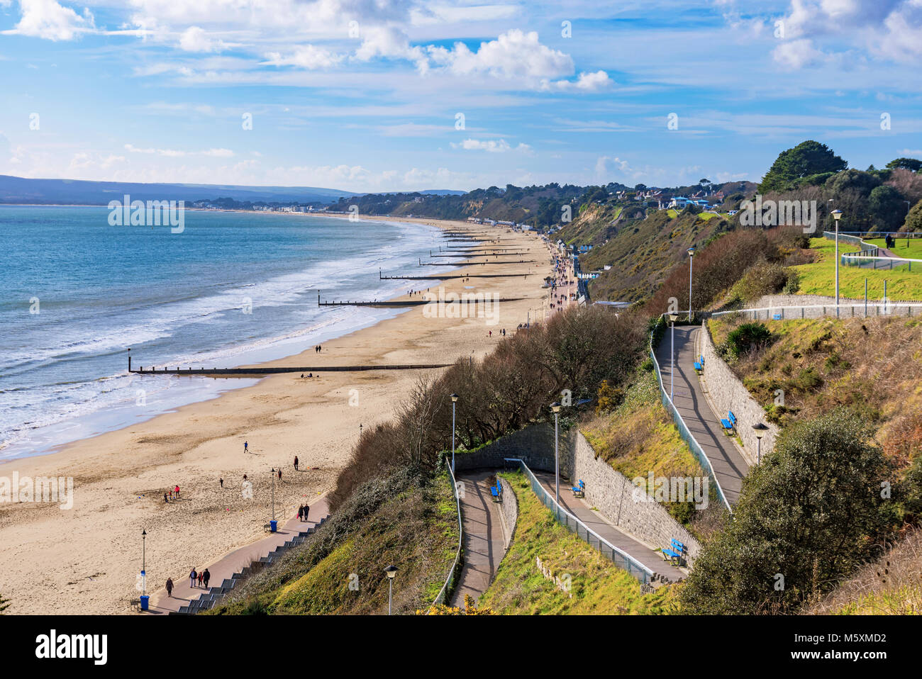 Bournemouth beach hillside view on a sunny day Stock Photo - Alamy