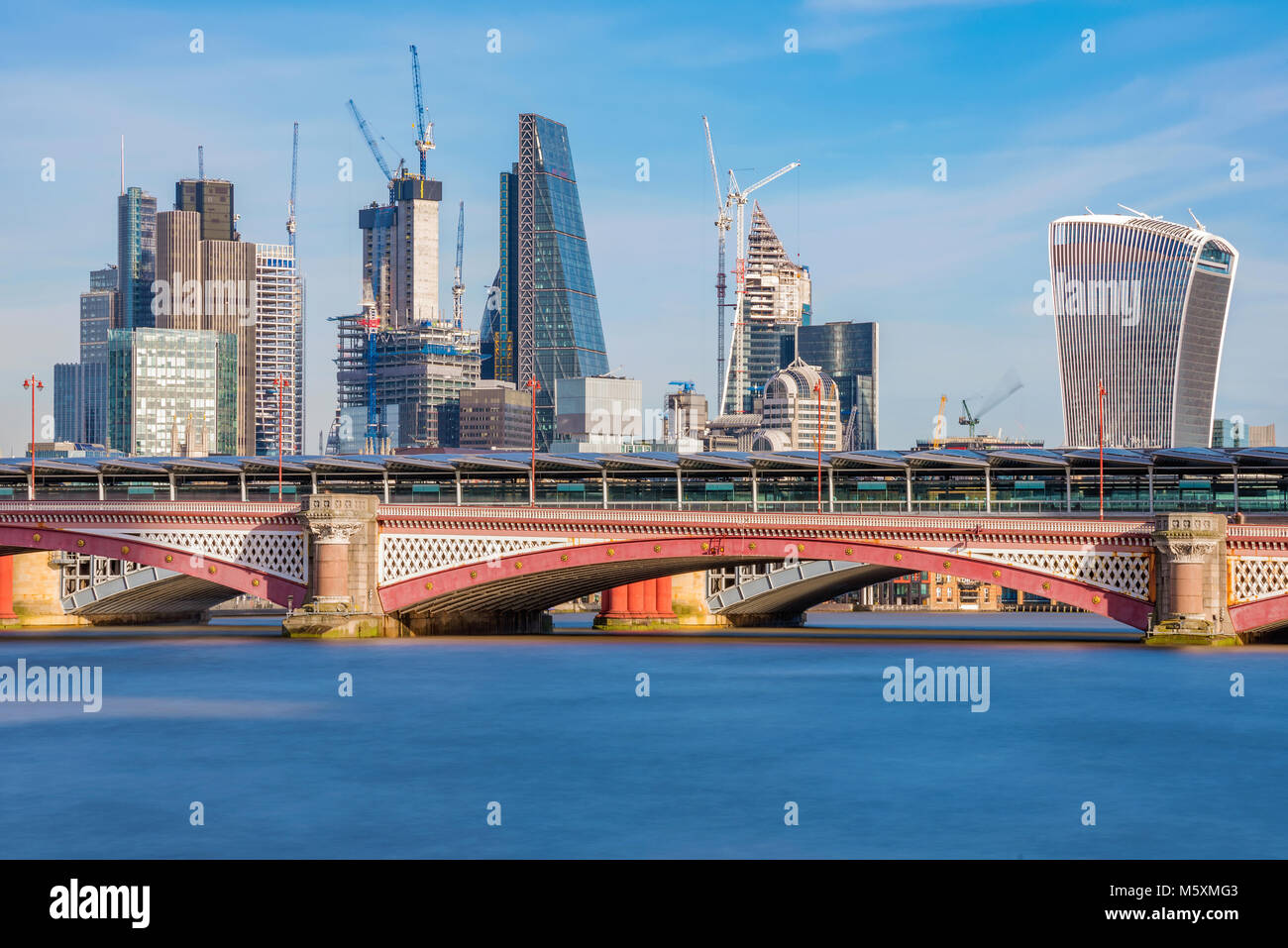 City of London financial district skyline along the River Thames Stock ...