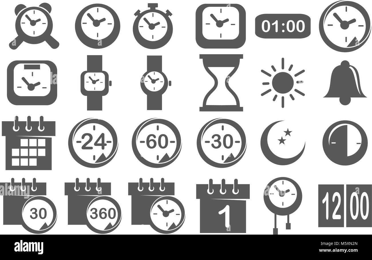 TIME AND WATCH ICON SET Stock Vector Image & Art - Alamy