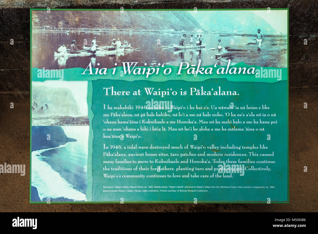 Interpretive sign at the Waipio Valley overlook, Hamakua Coast, The Big ...