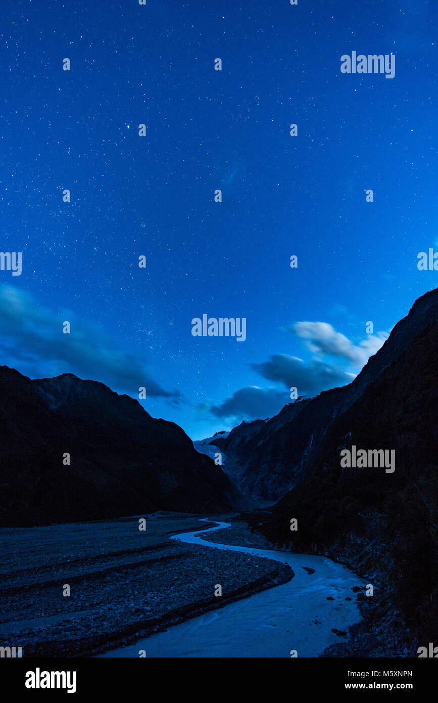 River towards glacier at night Stock Photo - Alamy