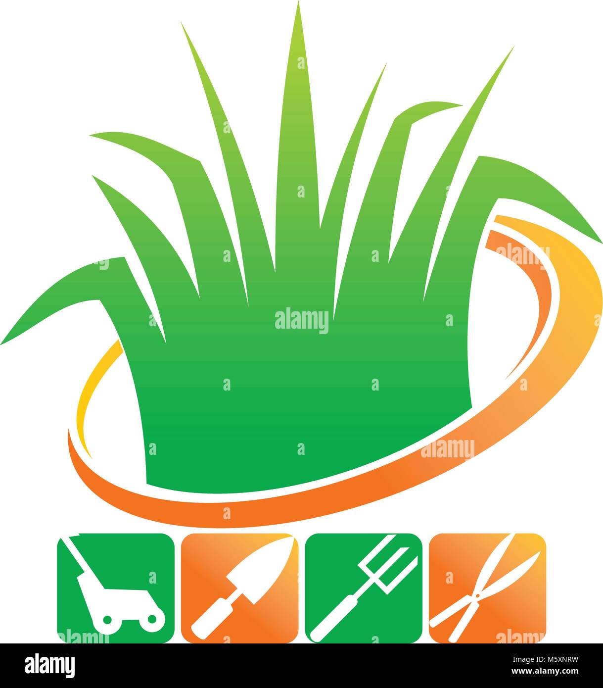 Green lawn landscaped garden Stock Vector Images - Alamy