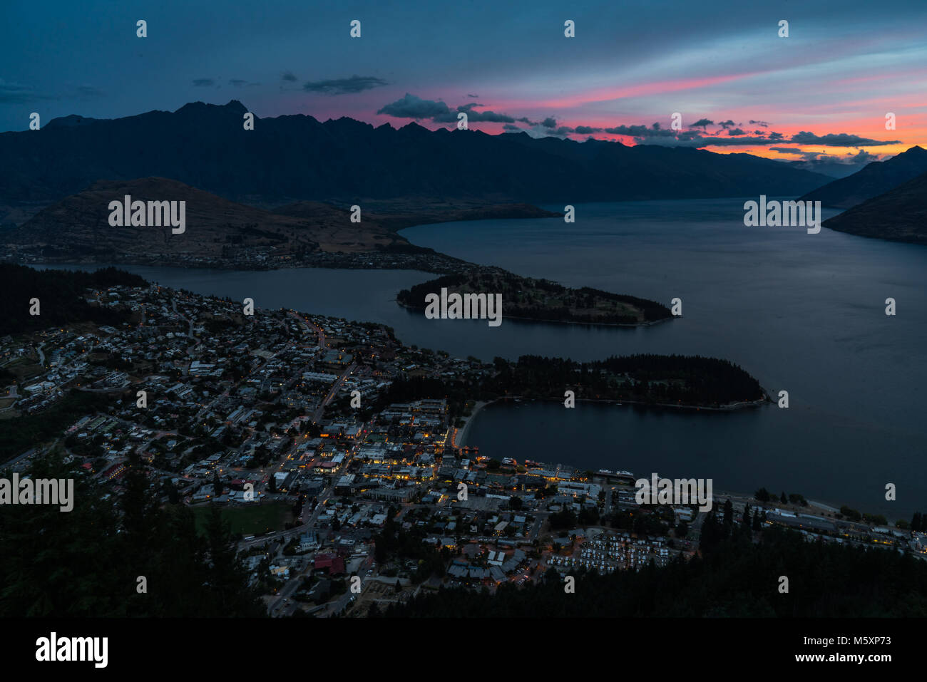 Panorama over queenstown lake hi-res stock photography and images - Alamy