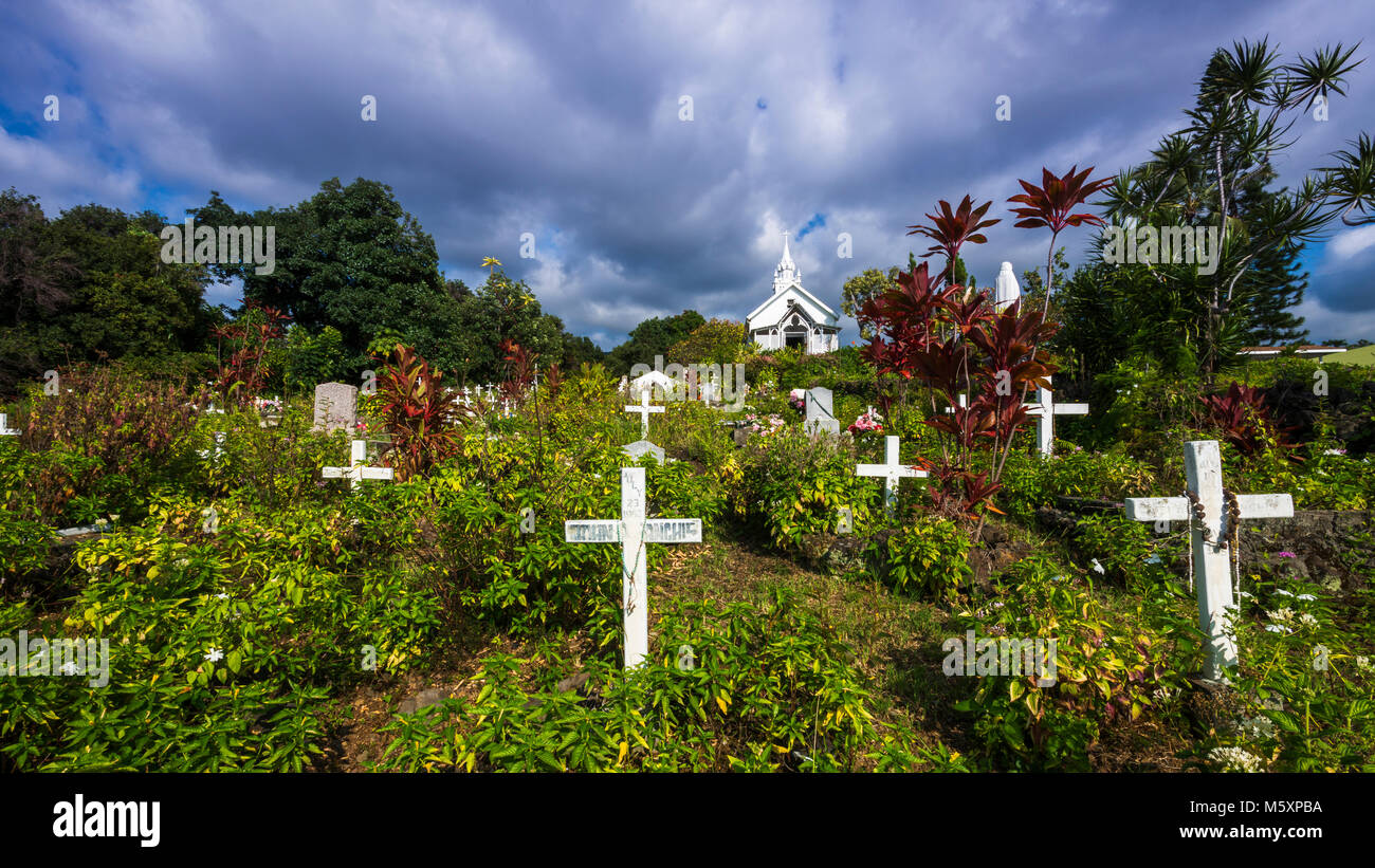 Cemetery at St. Benedict's Painted Church, Captain Cook, The Big Island ...