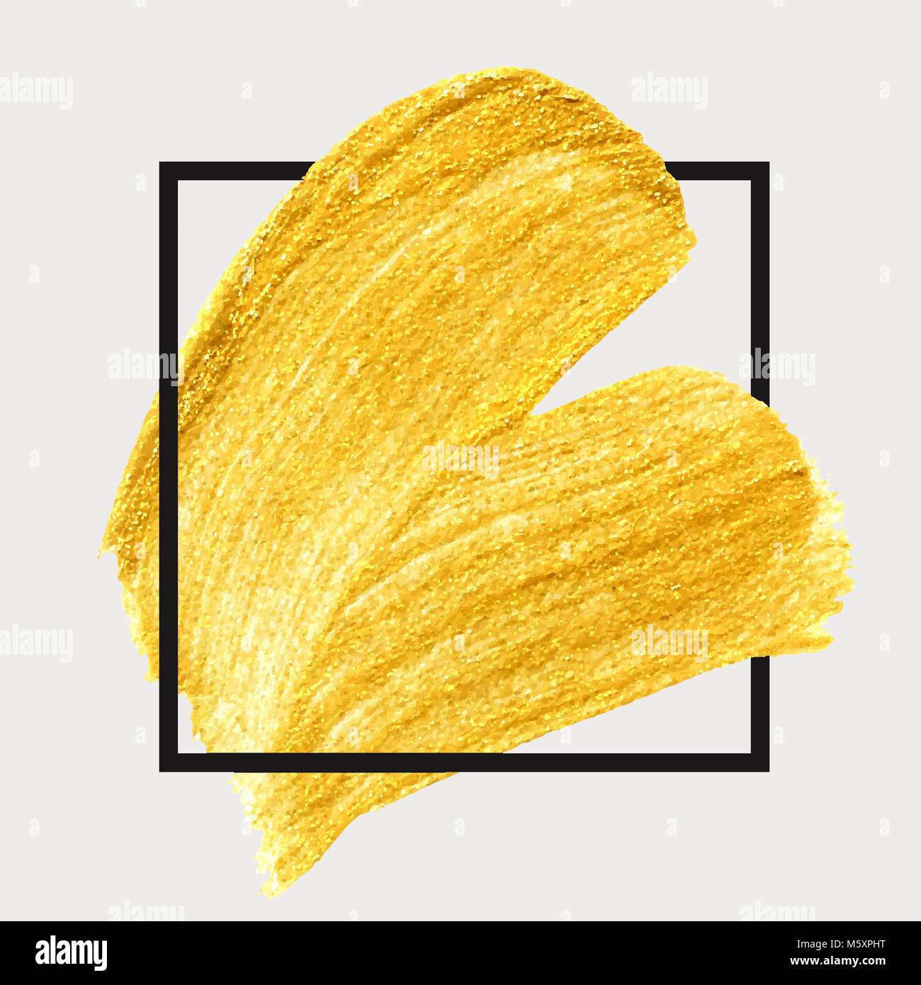 Gold hand drawn paint brush stroke isolated Stock Vector Image & Art ...