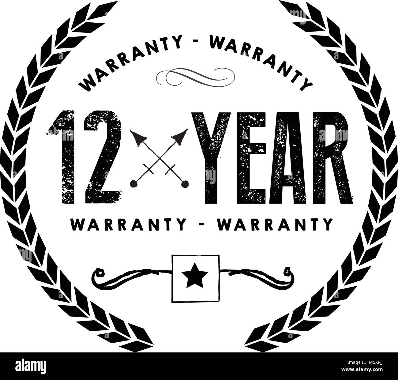 12 years warranty icon vintage rubber stamp guarantee Stock Vector ...