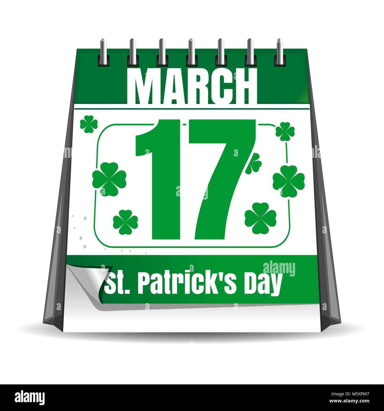 Calendar with festive date. 17 March. Vector calendar isolated on white ...