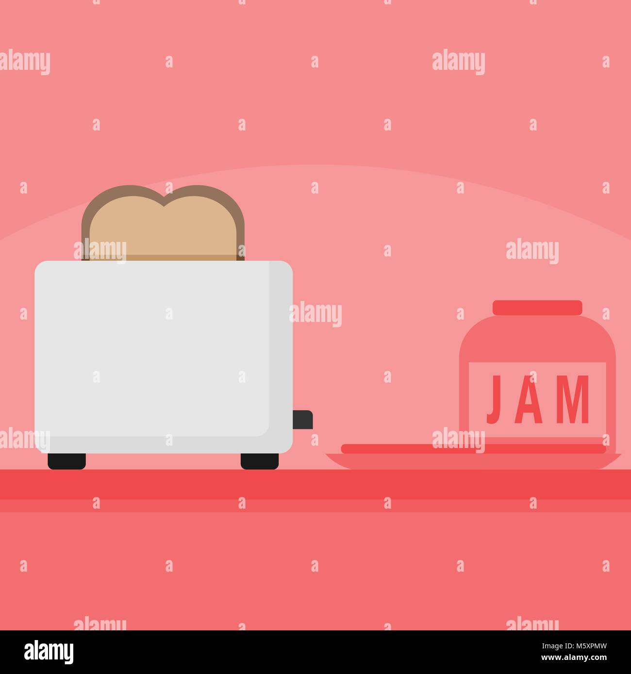 Kitchen Bread Toaster Home Appliances Scene Vector Illustration Graphic ...