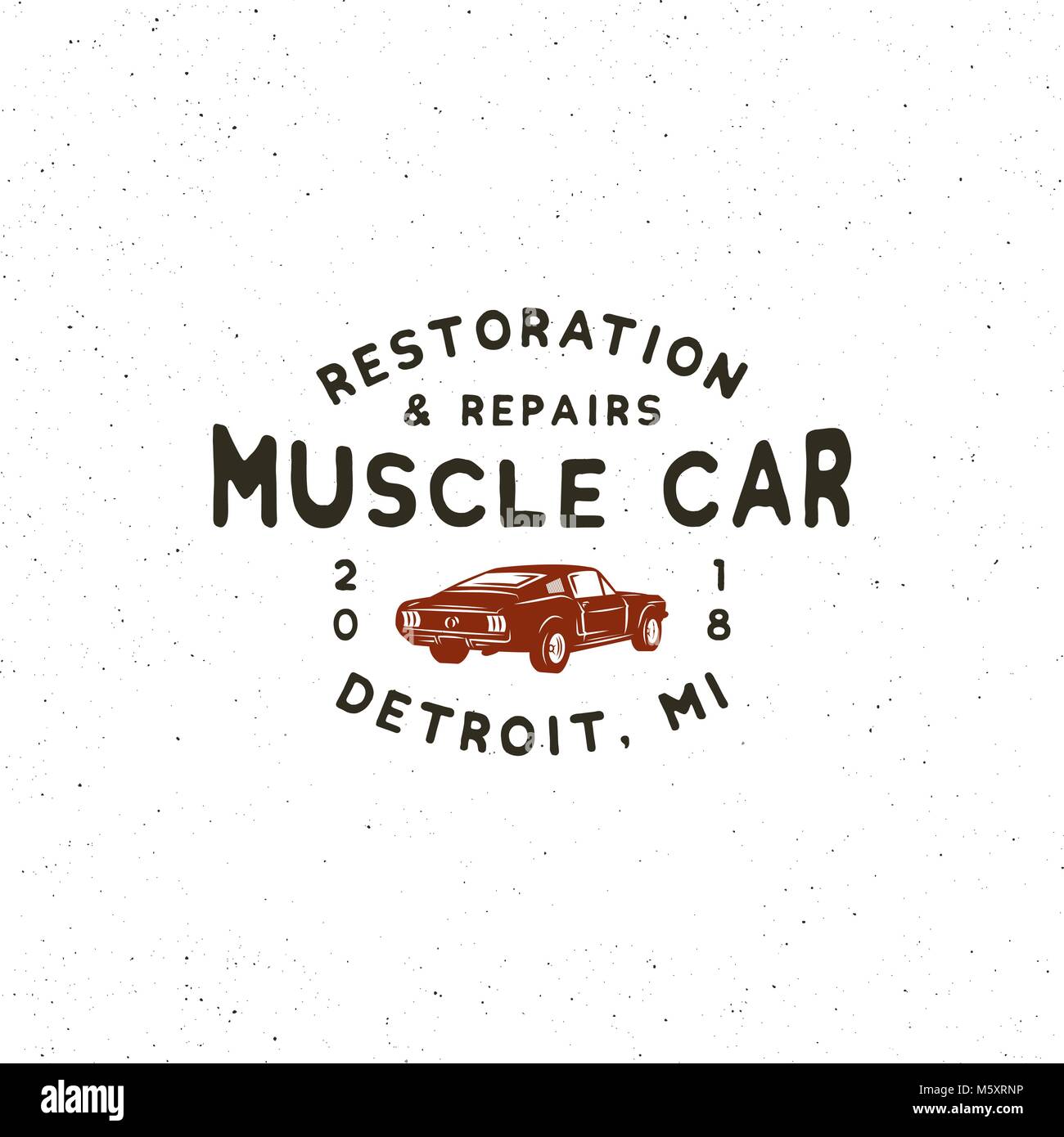 vintage muscle car garage logo. vector illustration Stock Vector Image ...