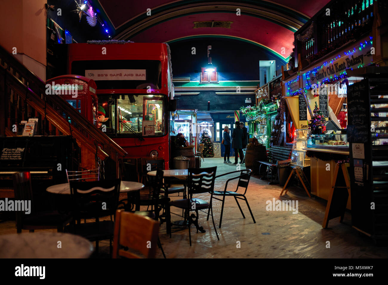 Interior of the Old Kent Market building in Margate showing the stalls ...