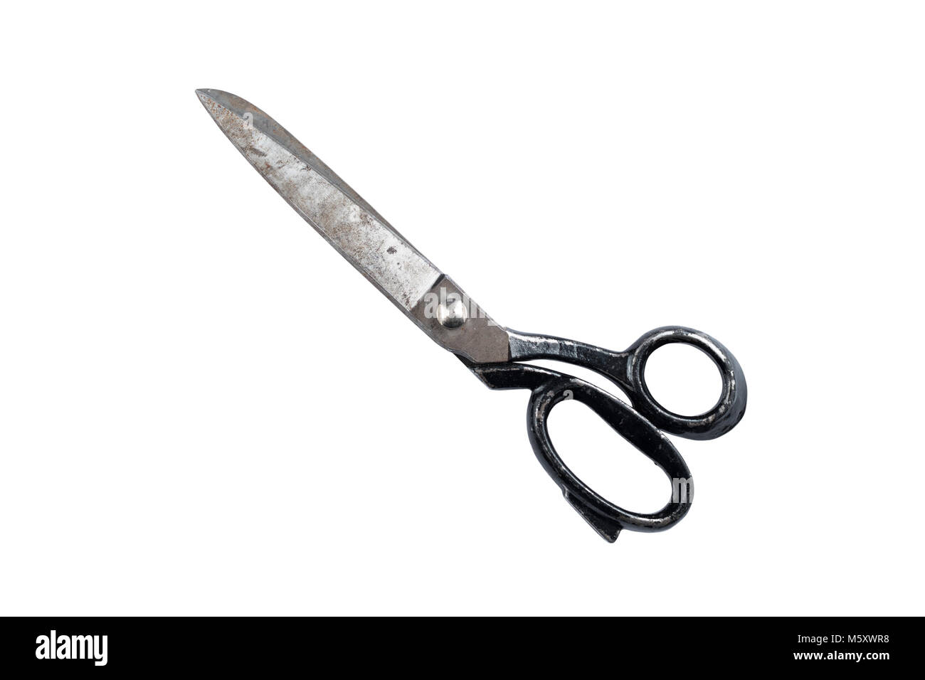 Old metal industrial scissors isolated on white background, saved path ...