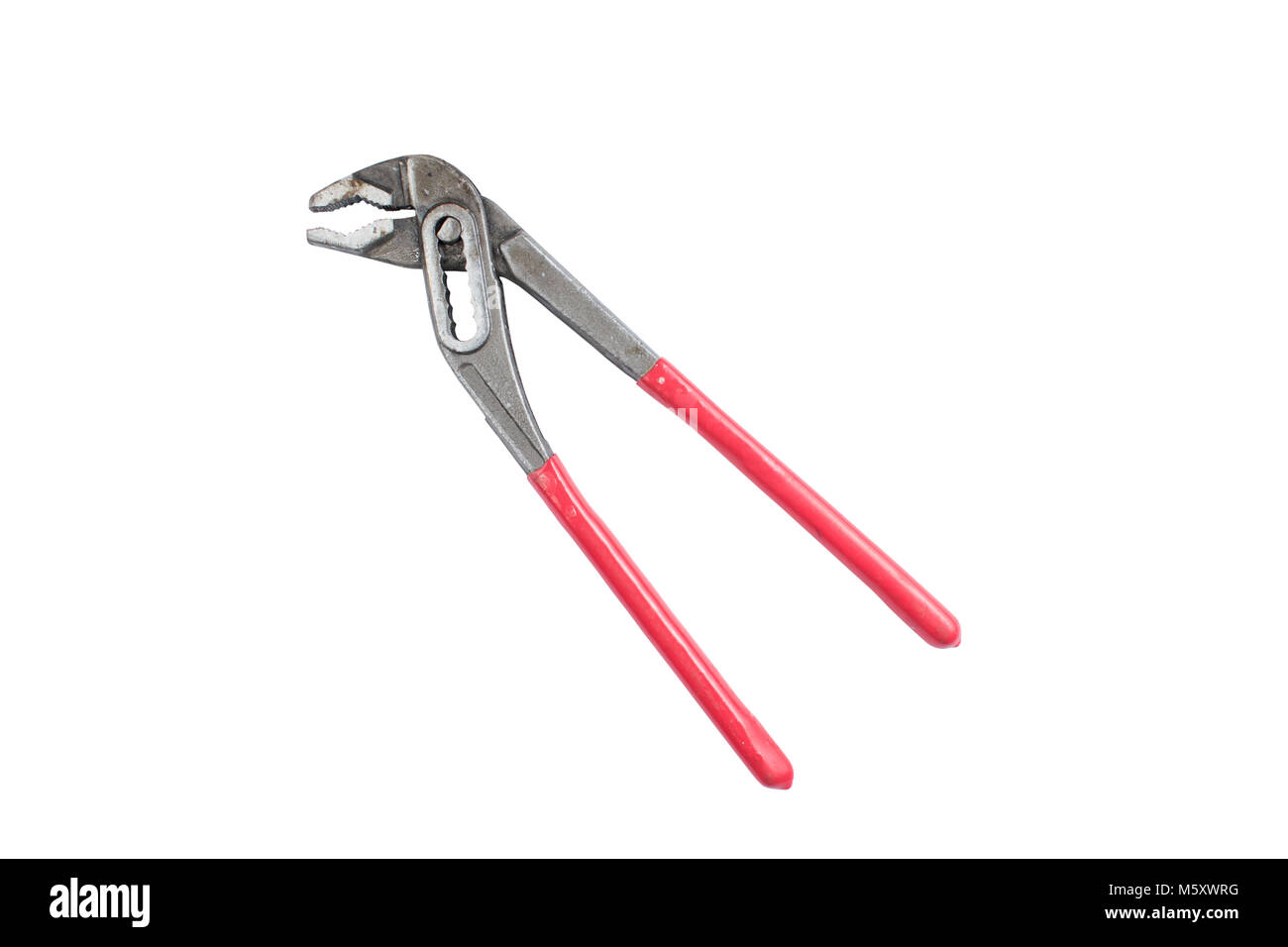 Adjustable red pipe pliers isolated on a white background. Path saved ...