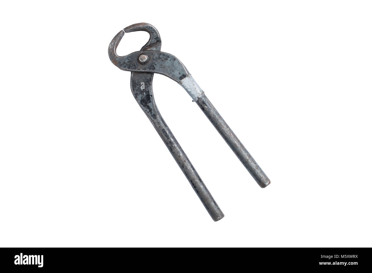 Used and old metal cutting pliers isolated on white background ...