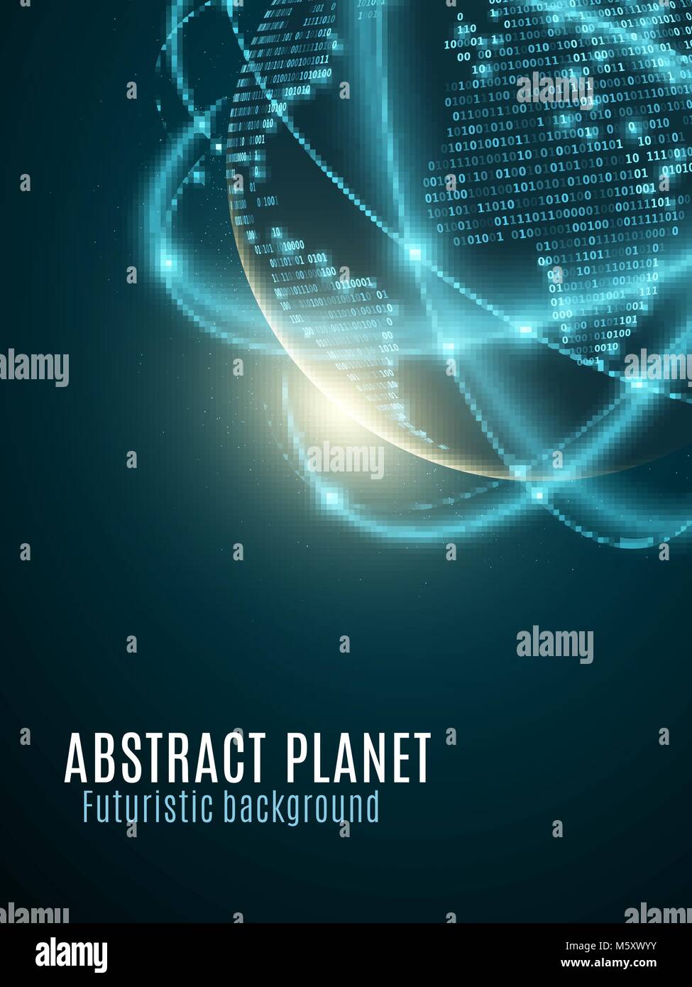Futuristic planet earth. World map from binary code. Glowing, blurry ... Futuristic planet earth. World map from binary code. Glowing, blurry ...