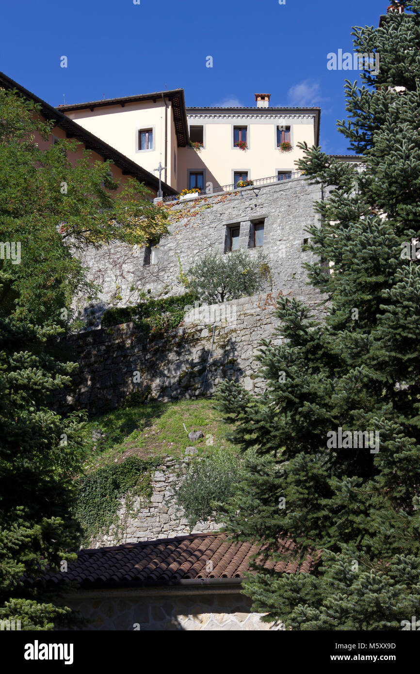 View over some buildings of the Castelmonte shrine complex, Italy Stock ...