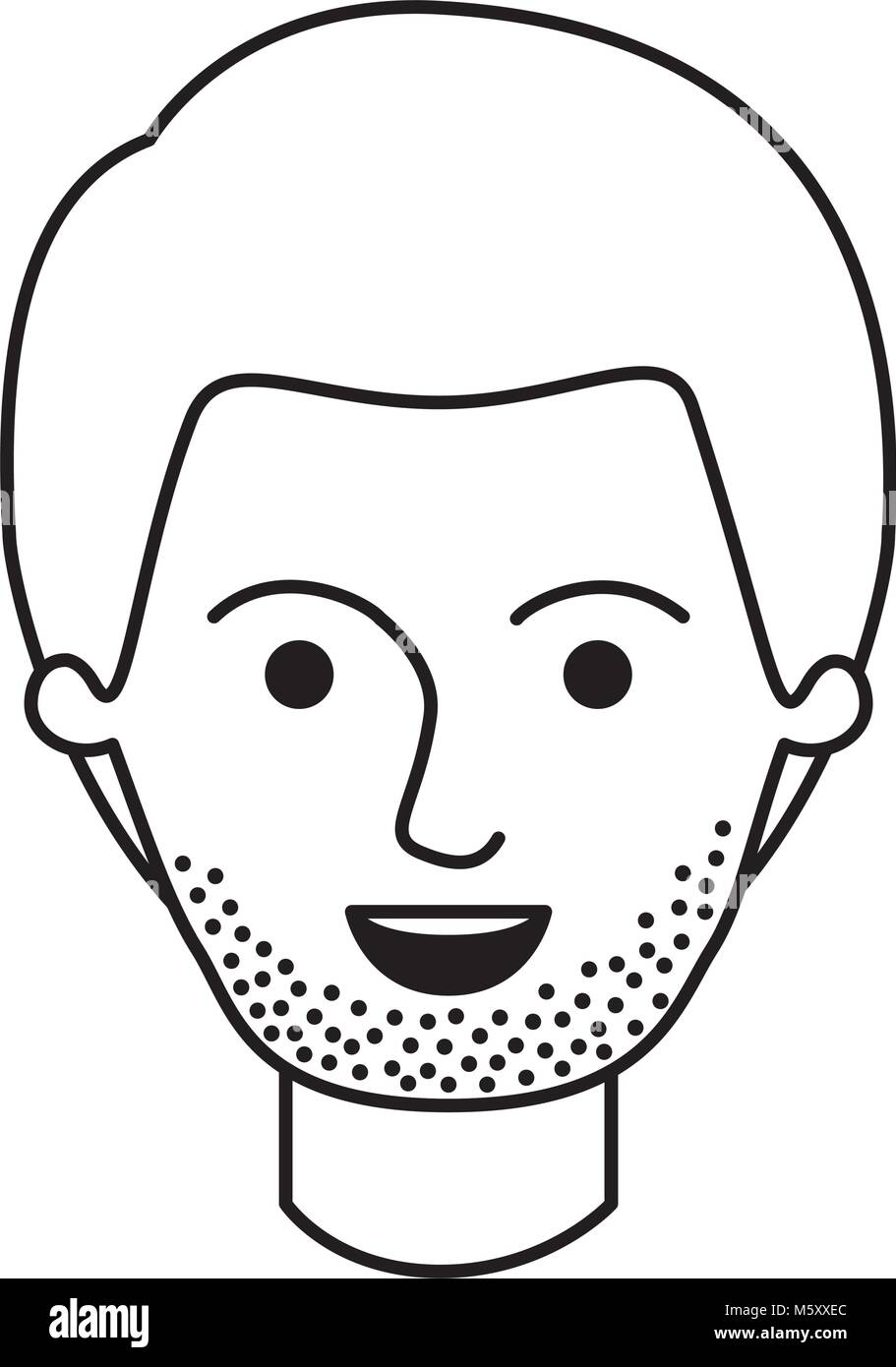 Male Face With Short Hair And Stubble Beard In Monochrome Silhouette
