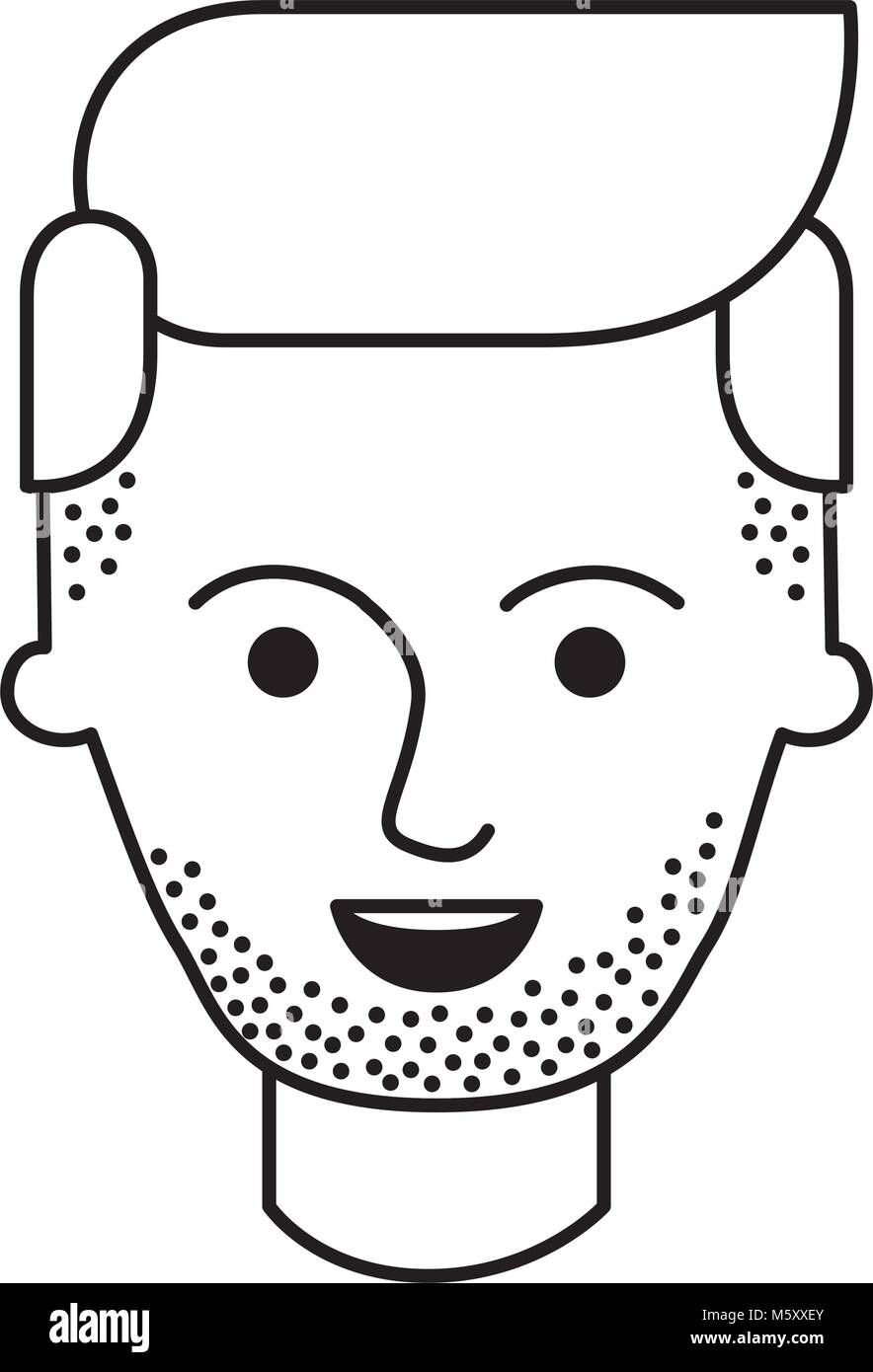 Male Face With Stubble Beard And Side Parted Hairstyle In Monochrome