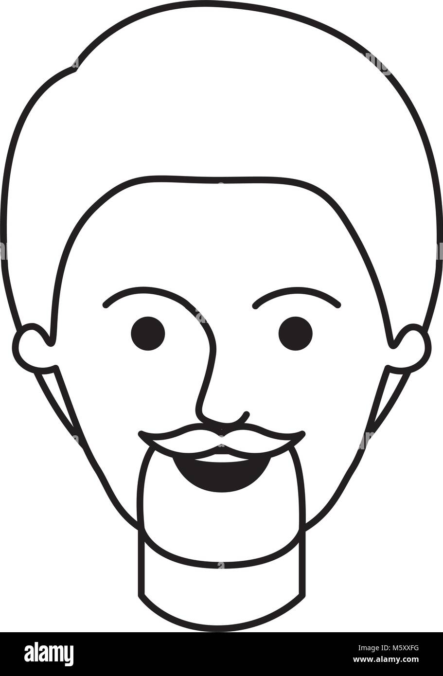 male face with short hair and goatee beard in monochrome silhouette ...