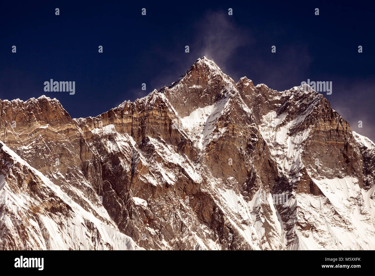 view of Everest and Lhotse with beautiful clouds, Khumbu valley ...