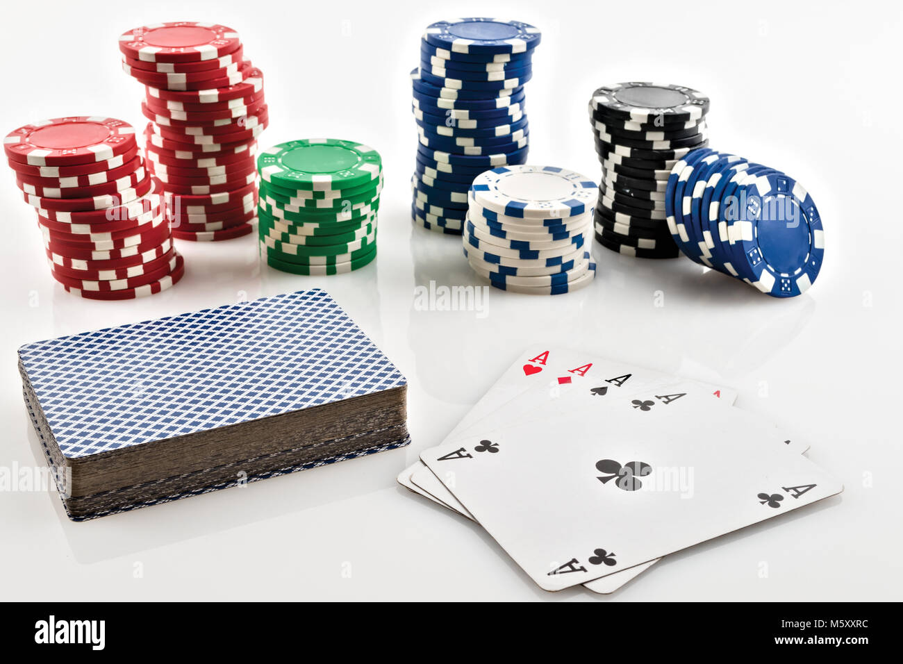cards and tokens on white background Stock Photo - Alamy