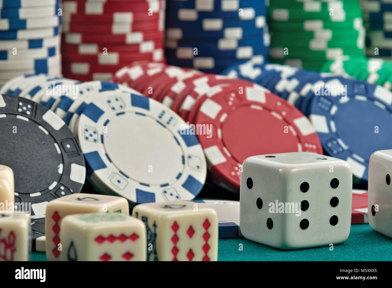 dice and gambling chips on white background 12 Stock Photo - Alamy