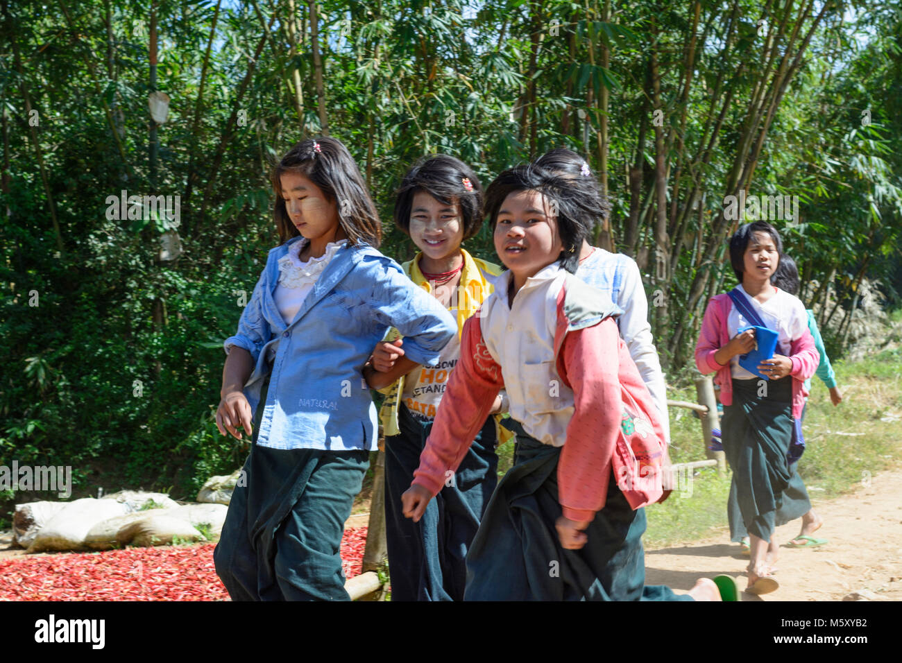 Kalaw: school kids girl, , Shan State, Myanmar (Burma Stock Photo - Alamy