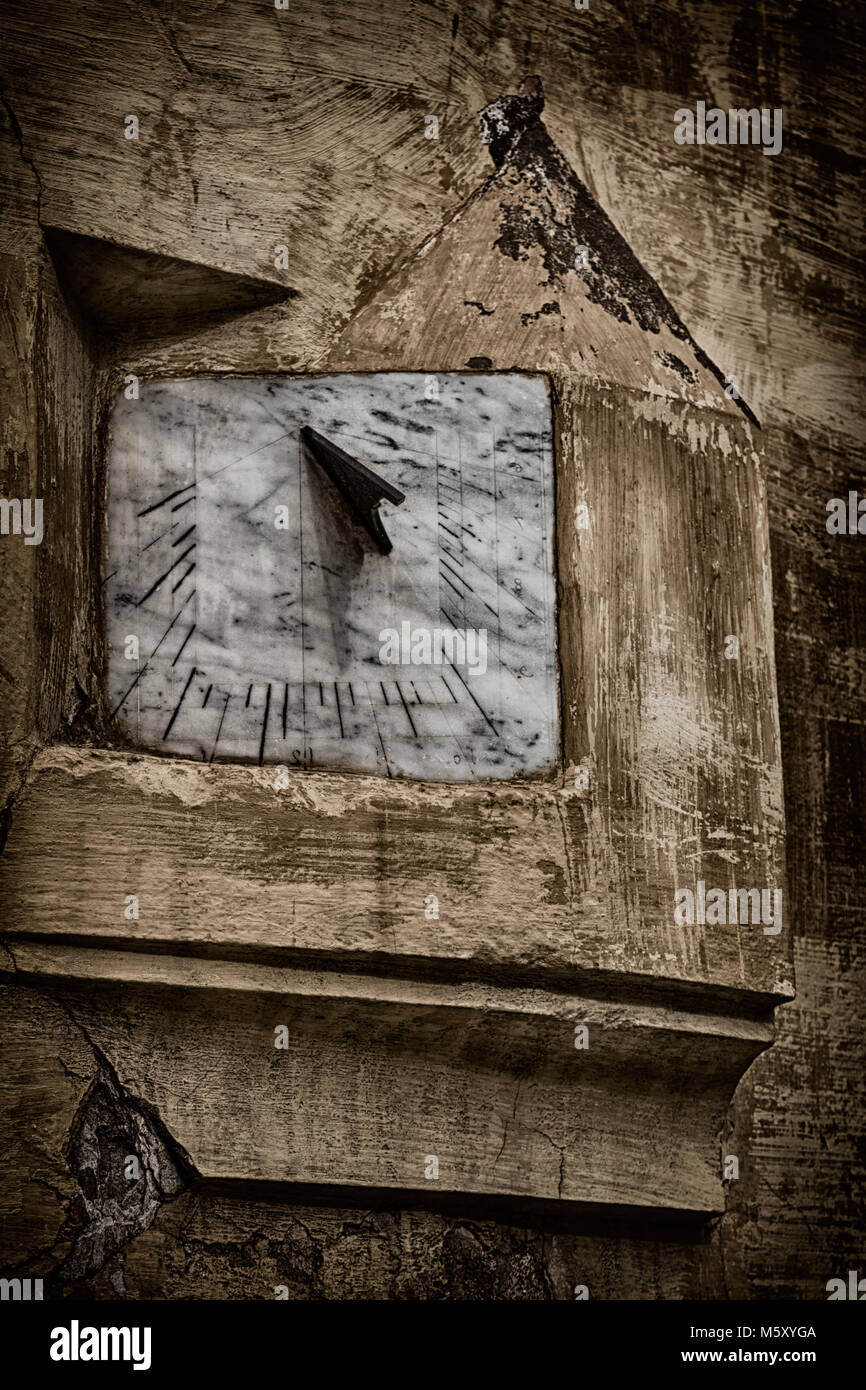 and the gnomon in the antique broken wall Stock Photo - Alamy