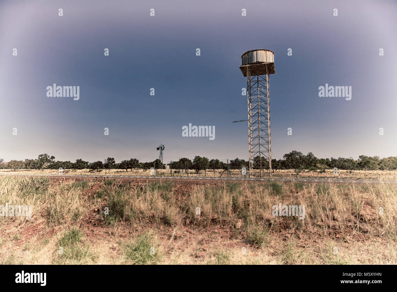 in australia the concept of remote in the outback with asphalt line and ...