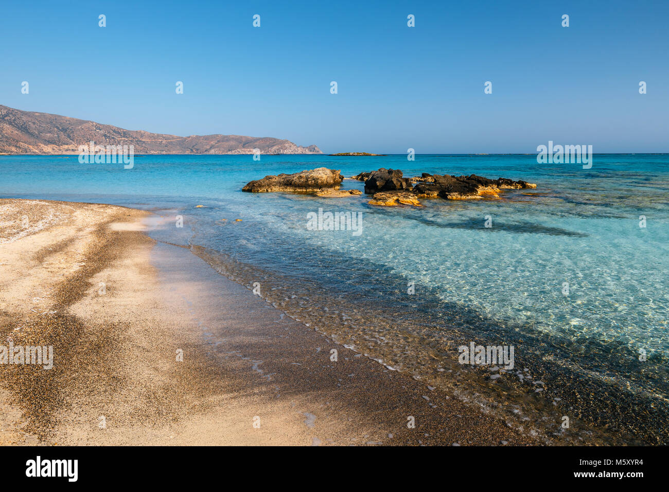 Elafonissi beach with pink sand on Crete Island, Greece Stock Photo - Alamy