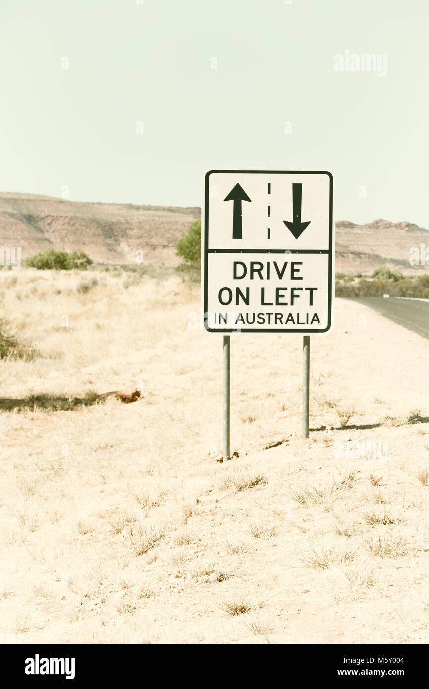 in australia the sign of drive on left like concept of safety Stock ...