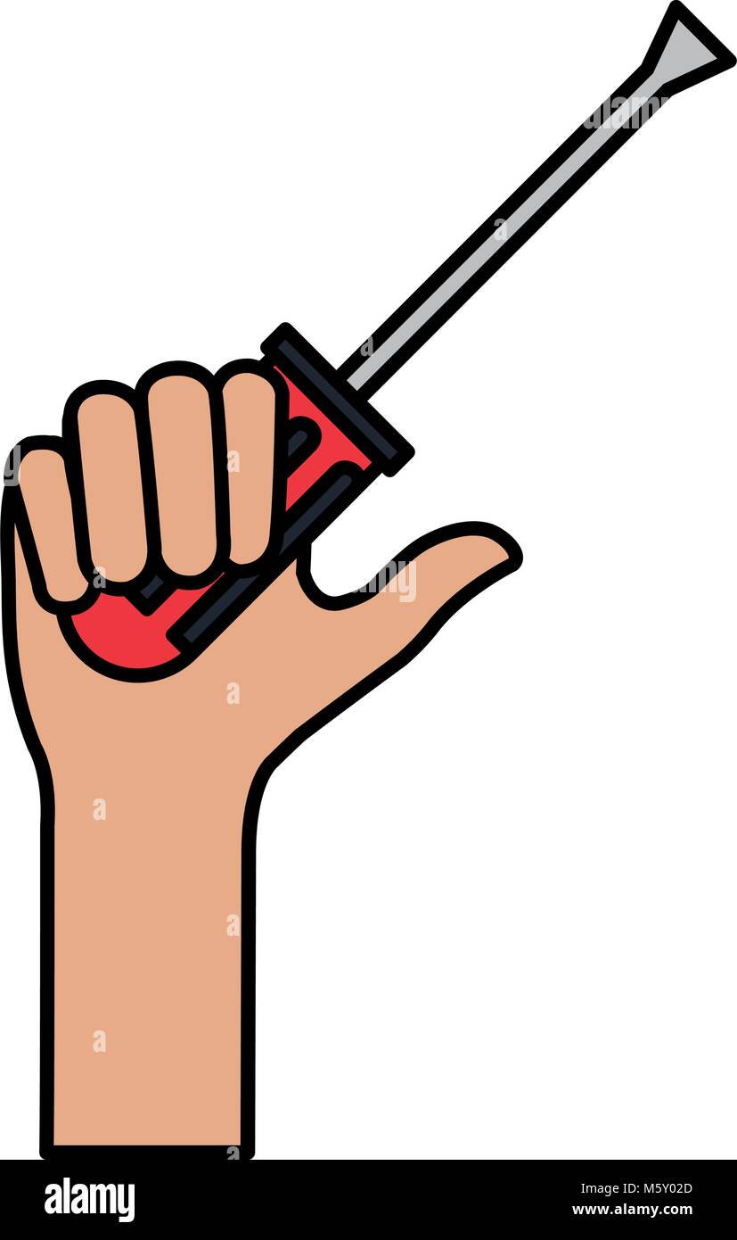 hand with screwdriver tool isolated icon Stock Vector Image & Art - Alamy