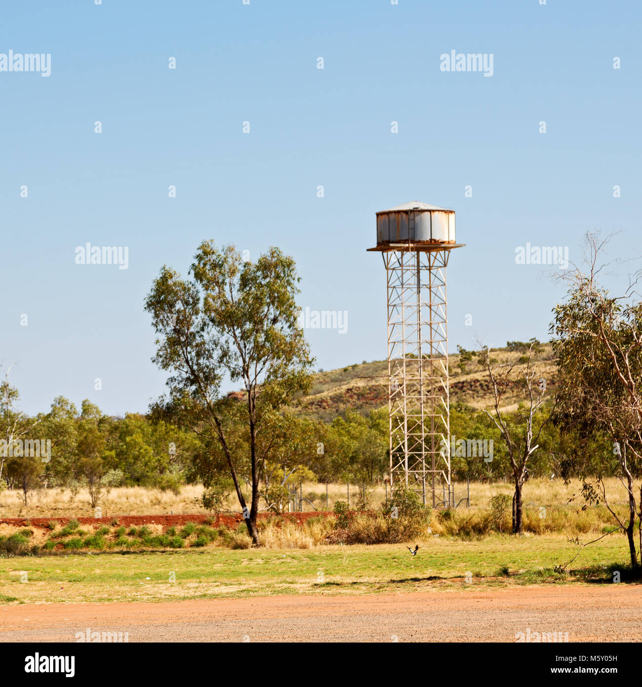 in australia the concept of remote in the outback with asphalt line and ...