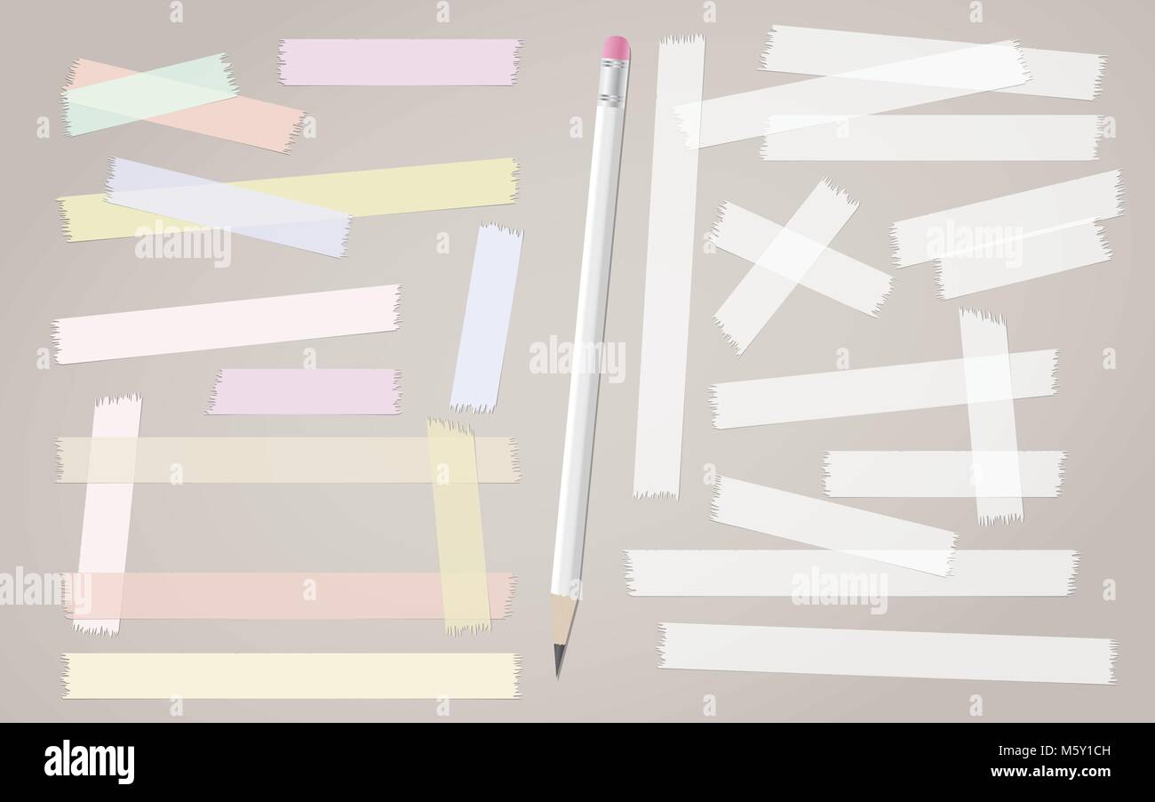 Pastel and white adhesive, sticky, masking, duct tape, paper strips ...