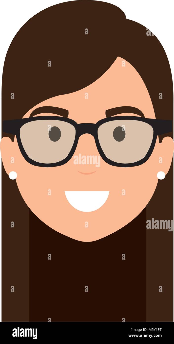 beautiful woman head with glasses avatar character Stock Vector Image ...