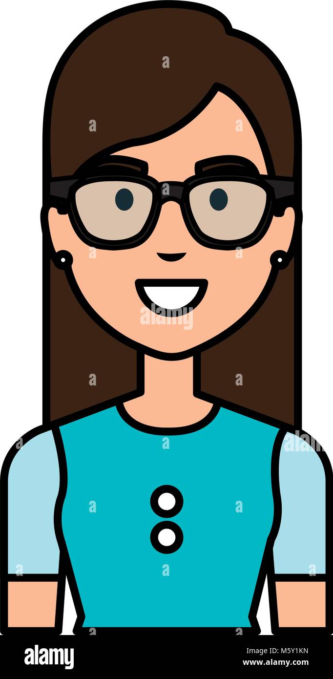 beautiful and young woman with glasses character Stock Vector Image ...