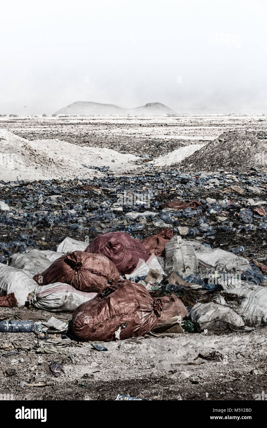 in ethiopia africa the discard garbage and plastic bottle near the city ...
