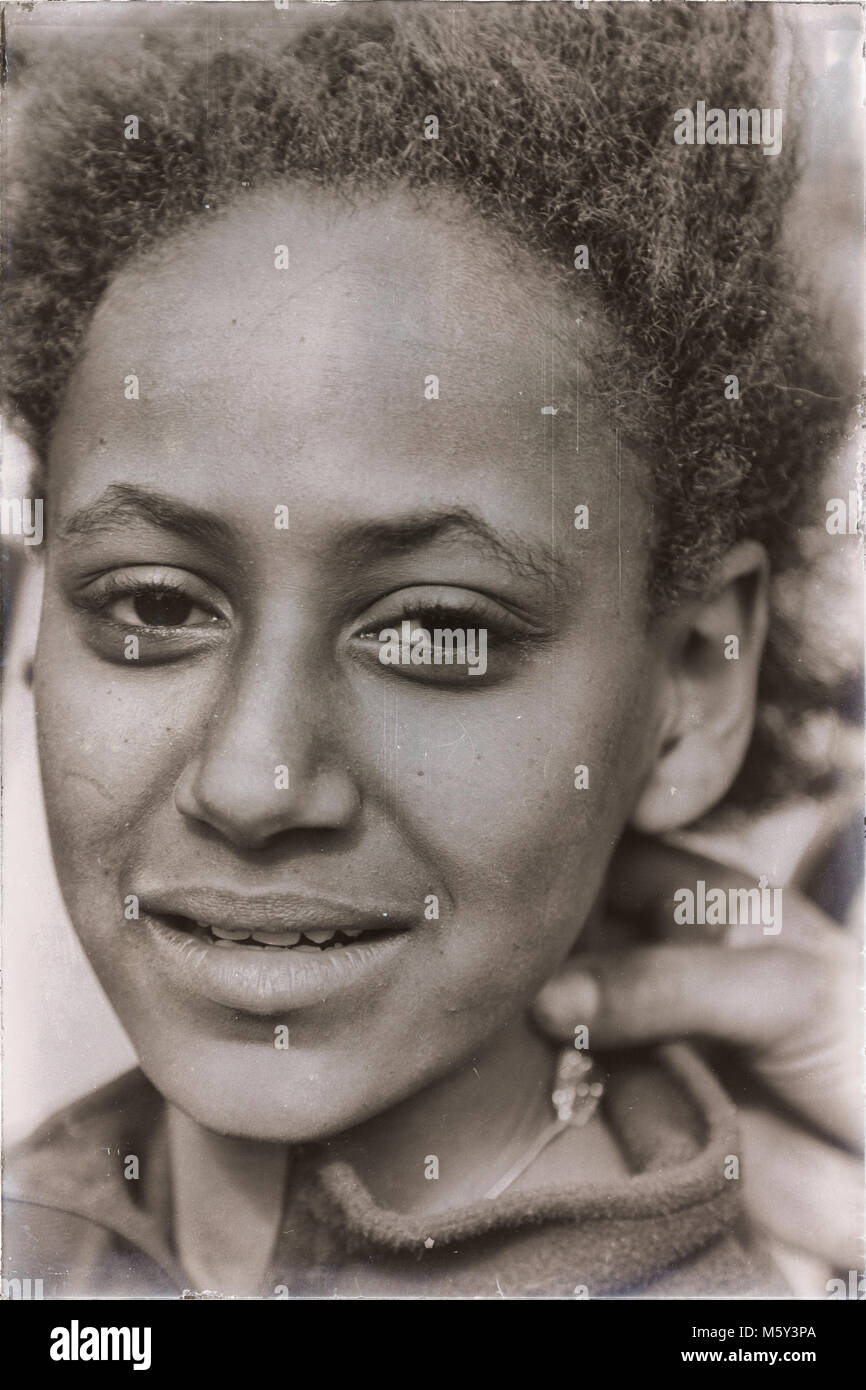 ETHIOPIA,LALIBELA-CIRCA JANUARY 2018--unidentified young girl in the ...