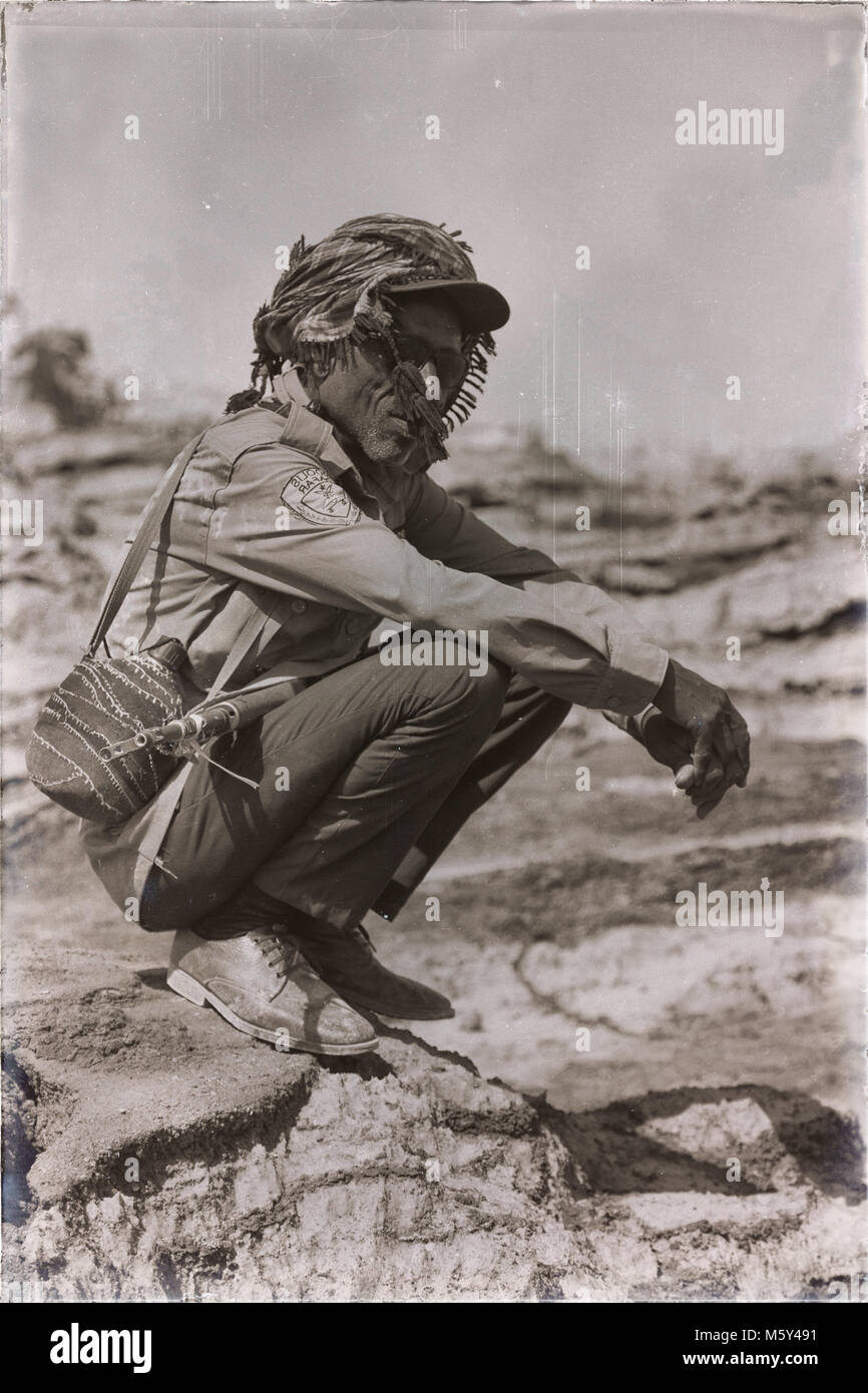 ETHIOPIA,DANAKIL-CIRCA JANUARY 2018--unidentified irregular soldier ...