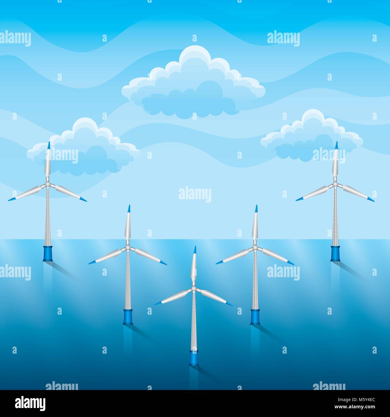 Wind turbines farm on blue Stock Vector Images - Alamy