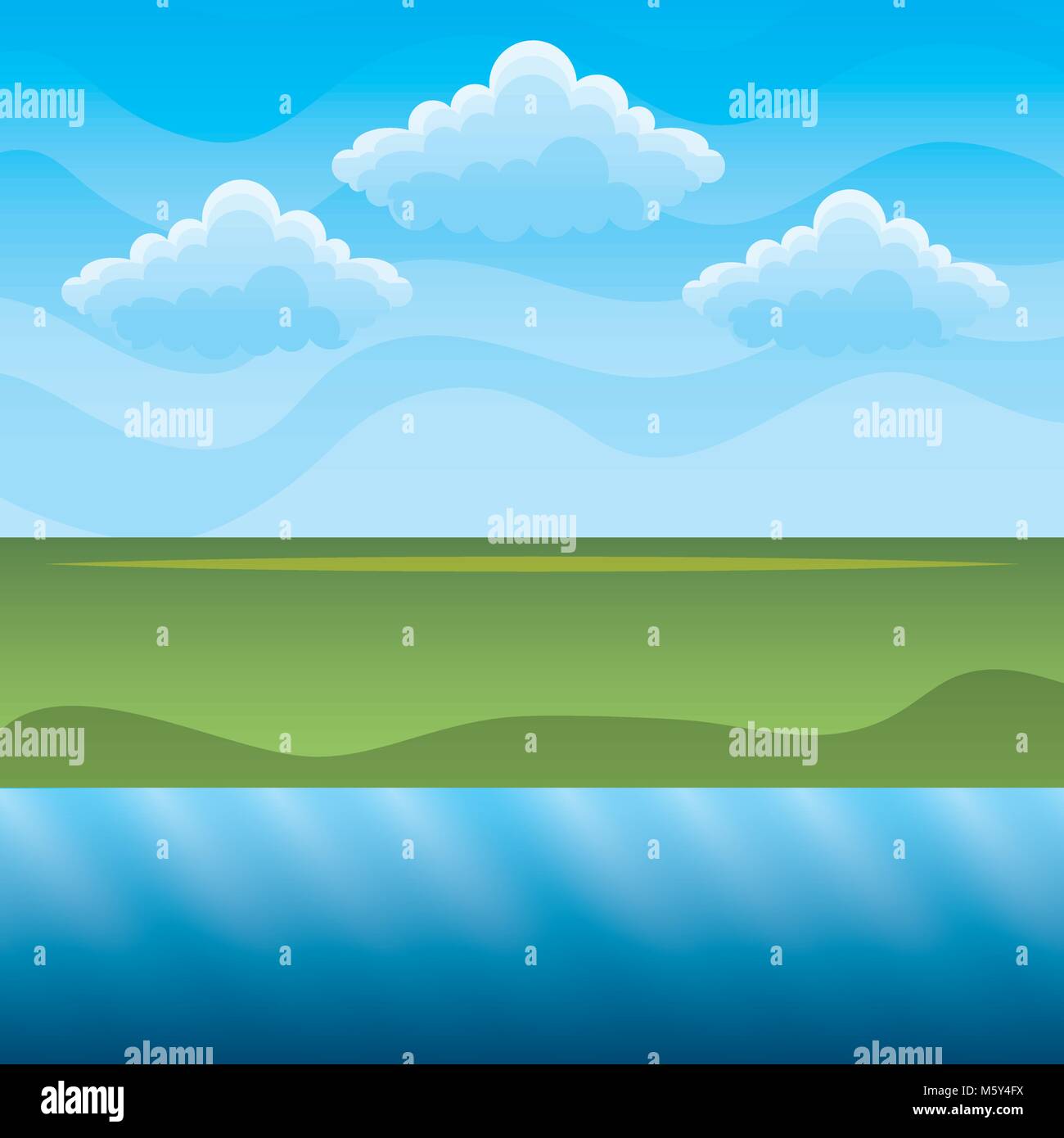 Beautiful valley meadow river Stock Vector Images - Alamy