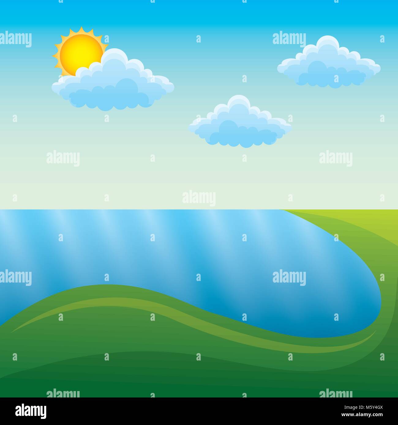 Sunny river scene Stock Vector Images - Alamy