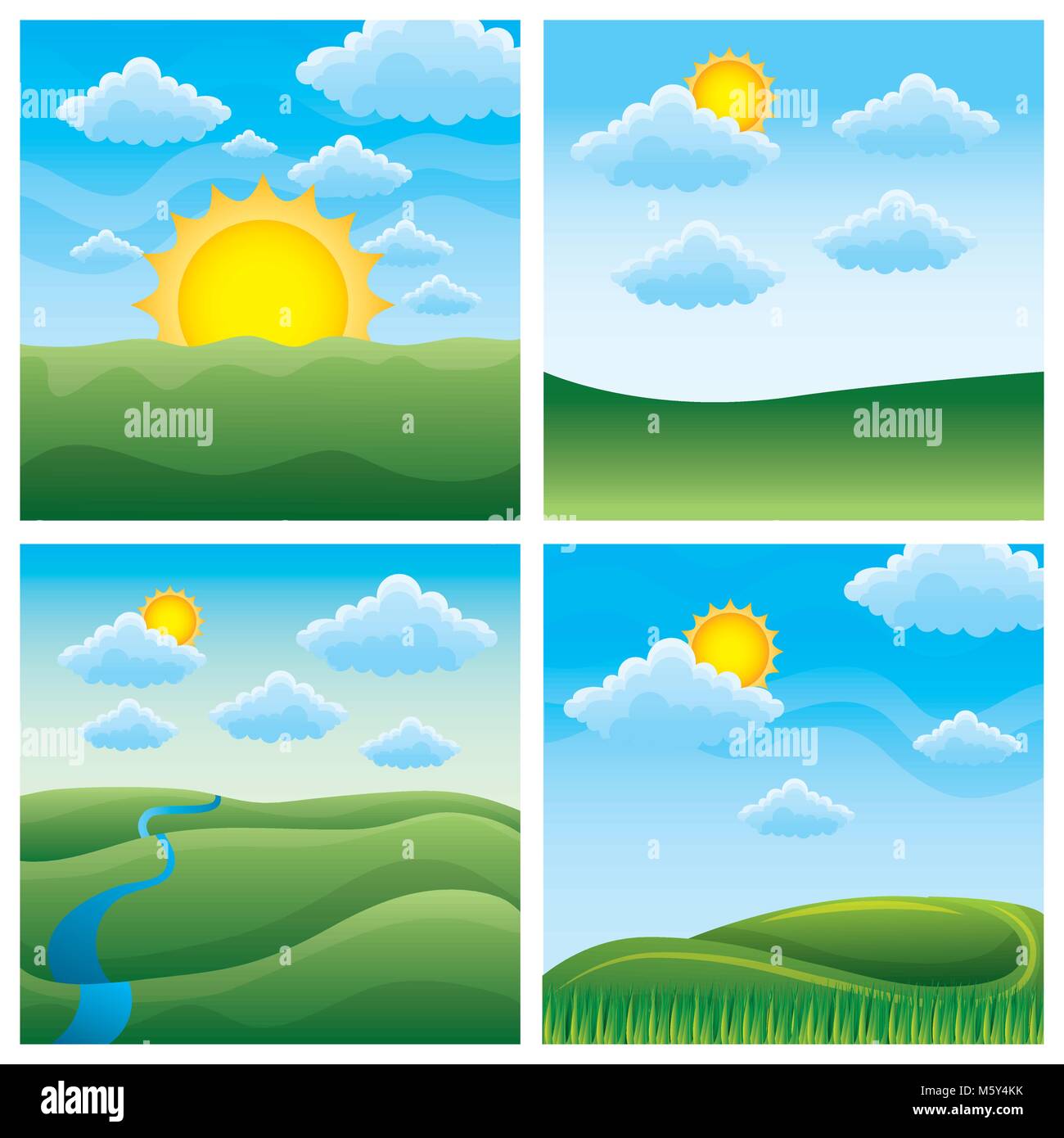 four different beautiful scenes of nature landscapes Stock Vector Image ...
