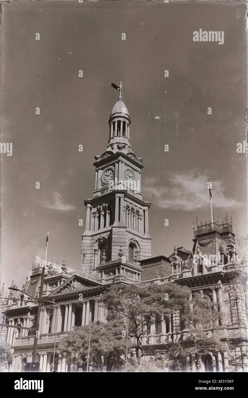 in australia sydney the antique clock tower in the sky Stock Photo - Alamy